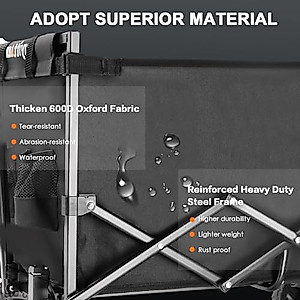 Uyittour Collapsible Wagon Cart Heavy Duty Foldable, Portable Folding Wagon with Ultra-Compact Design, Utility Grocery Wagon for Camping Sports Shopping, Black