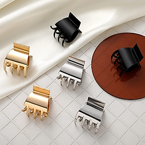 Kacctyen 6 Pcs Mini Metal Hair Clips and Claws for Women - Tiny Non-Slip Jaw Clips, Hair Pins and Accessories in Black, Gold, Silver