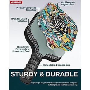 VINSGUIR Pickleball Paddles Set, USAPA Approved Pickle Ball Paddle Set of 2 with 4 Pickleball Balls and Bag, Pickleball Rackets Gifts for Women Men Beginners