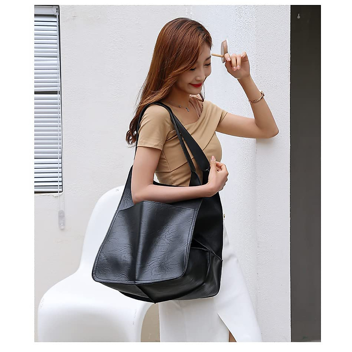 ZOSIVEB Large Tote Handbag, PU Leather Satchel Tote Shoulder Bags Purse Soft Crossbody Oversized Travel Tote Bag (Yellow)