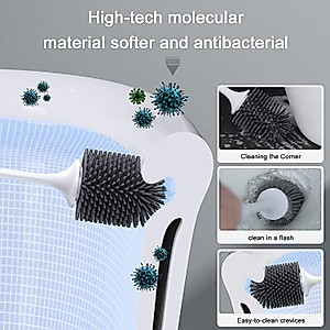 Lefree 2 Pack Silicone Toilet Brush,Homemod Toilet Bowl Brush and Holder Set with Ventilated Holder, Toilet Cleaner Brush for Bathroom,Floor Standing & Wall Mounted Toilet Scrubber Without Drilling