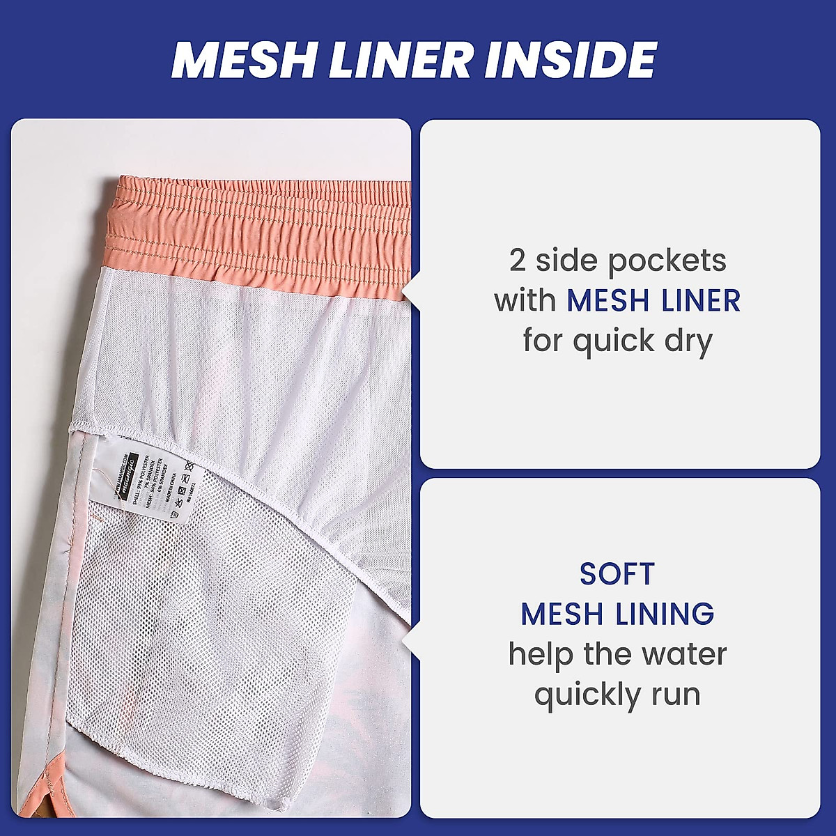 maamgic Mens Swim Trunks Retro Swim Shorts 4 Way Stretch with Mesh Vintage 80s 90s Quick Dry Swim Suits Board Shorts Palm Pink Large