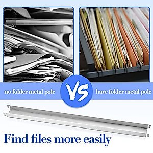 Lateral Front to Back File Rails Front to Back File Bar Rails Hanging File Rails Filing Cabinet Parts Stainless Steel File Drawer Rails 15.76 Inches Long (6 Pieces)