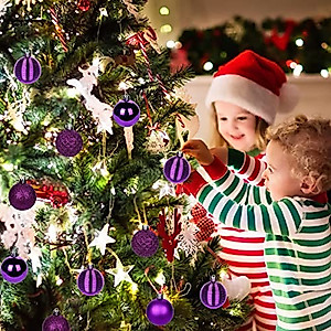 30PCS 2" Christmas Ball Ornaments Shatterproof Purple Christmas Tree Decorations Xmas Tree Balls Halloween Ornaments Décor