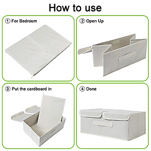 Large Foldable Storage Boxes with Lids Fabric, Large Toy Box, Lidded Storage Bins with Handles for Clothes, 40L Organiser Bathroom Storage Baskets for Clothes Toys Books Bedding or More (Beige 2 Pack)