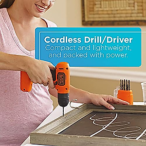 BLACK+DECKER 8V Drill & Home Tool Kit, 57 Piece (BDCD8PK)