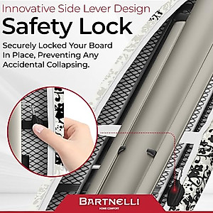 Bartnelli Pro Luxury Ironing Board - Extra Wide 62x19” Steam Iron Rest, Adjustable Height, T-Leg Foldable, European Made