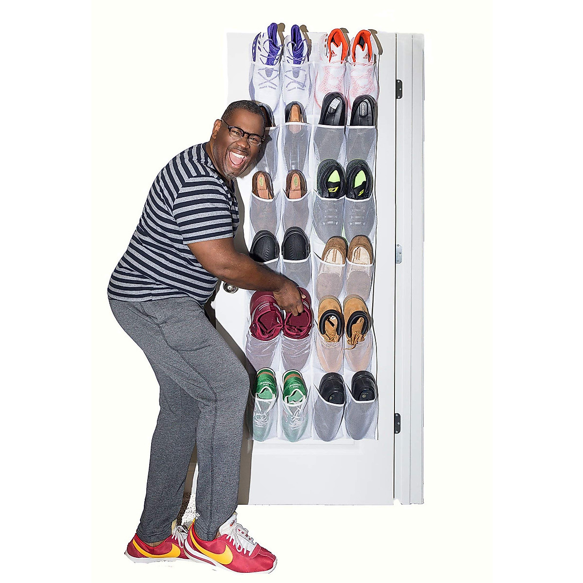 Roomganize Large Shoe Organizer, Sneaker Rack, for Men's Big Shoes (White)