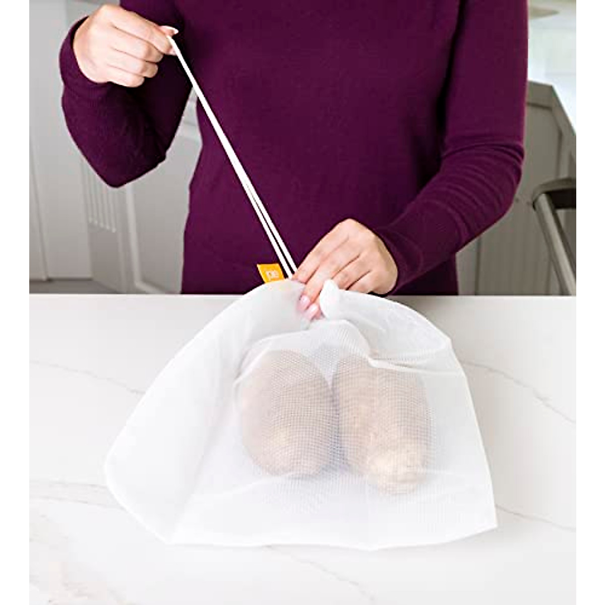 Joie Reusable Produce Bags 5pc Set, Sustainable, Nylon, Mesh, Machine Washable, Eco-Friendly