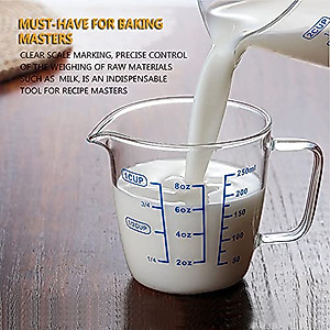 250ML/8 oz heat-resistant glass measuring cup with scale for laboratory, children's milk making, kitchen baking, etc.