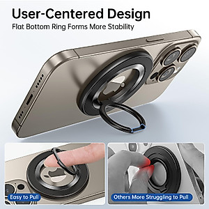 SYNCWIRE Upgraded Magnetic Phone Ring Holder for MagSafe, Magnetic Cell Phone Grip Stand Finger Ring Kickstand Two-Sided Magnetic Compatible with iPhone 16 Pro Max 15 14 13 12 MagSafe Accessories