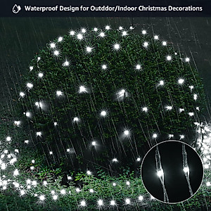 BlcTec Christmas Net Lights 200 LED 8.2ft x 4.9ft Outdoor Christmas Bush Lights with 8 Modes, Timer, Connectable, Waterproof and Green Wire for Trees, Bushes, Christmas Decorations, Cool White