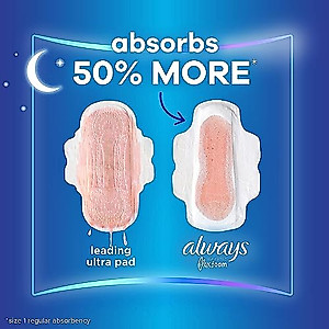 Always Infinity Feminine Pads for Women, Size 4 Overnight Absorbency, with Flexfoam, with Wings, Unscented, 13 Count x 12 Packs (156 Count Total)