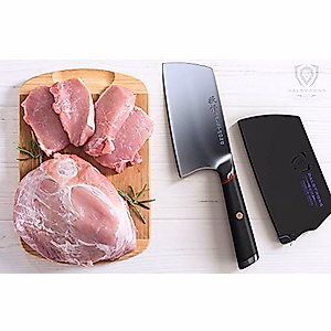 DALSTRONG Meat Cleaver Knife - 7 inch - Phantom Series - Premium Japanese High-Carbon AUS-8 Steel - Razor Sharp - Spanish Pakkawood Handle Kitchen Knife - Meat Cutting, Carving, Bone - Sheath Included