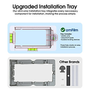 amFilm Glass Screen Protector for Samsung Galaxy S22 Ultra, 3D Curved with Liquid Dispersion Tech, Designed for Fingerprint Reader, Upgraded Easier Application Tray, Tempered Glass, 3 Pack