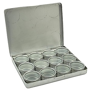 12-Pieces Clear Top Round Aluminum Storage Container Set 1.5" Diameter Mini DIY Favour Boxes