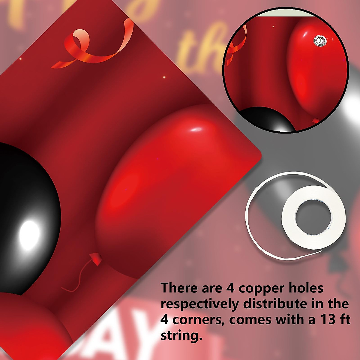 Happy 16th Birthday Red Banner Gold Backdrop Red and Black Balloons Theme Decor for Girls Women Princess 16 Years Old Birthday Party Supplies Photo Booth Props Background Favors Decorations Glitter