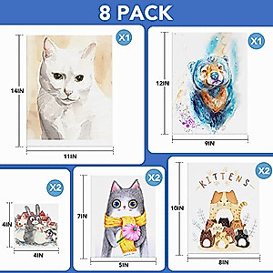 ESRICH Canvases for Painting 8Pack Canvas Panels with 8x10,5x7,4x4（2 of Each） and 11x14,9x12（1 of Each）,Painting Canvas for Acrylic Paint,Oil Paint,Watercolor,Gouache and Tempera,Pouring.