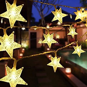 Extra-Long 100 LED 40Ft Star String Lights Outdoor/Indoor, Super Bright Christmas Lights Waterproof 8 Modes Outdoor Twinkle Lights for Bedroom, Garden, Patio, Wedding, Party, Christmas (Warm White)