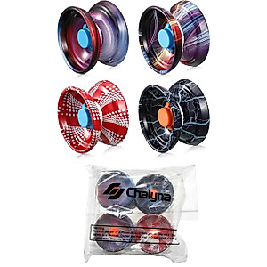 4 Pieces Yoyo Alloy Responsive Ball, Metal Yoyo String Trick Ball for Beginners, Boys, Adults Players Auto Return Technology Ball(Multi Style)