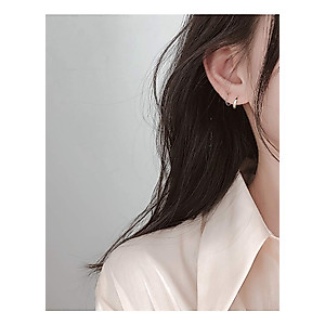 Minimalist Ear Climber Crawler Cuff Earrings for Women Sterling Silver Cartilage Ear Piercing Wrap Earring Studs Hypoallergenic (White Gold)