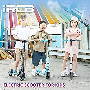 RCB Electric Scooter for Kids Ages 6-8-12, Electric KickScooter with 200W Motor & LED Display, Adjustable Speed and Height - E-Scooters Up to 9.3 MPH & 5 Miles, Boys and Girls, with NewColorful Lights
