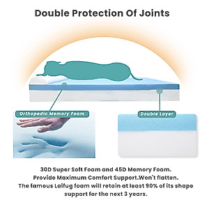 Laifug Orthopedic Memory Foam Extra Large Dog Bed with Pillow and Durable Water Proof Liner & Removable Washable Cover & Smart Design (Large (46"x28"x8"), Grey)