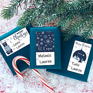 Blue Christmas Gift Tags, Self-Adhesive Snowflake Gift Tags - 75 Gift Wrap Tags, Peel and Stick Christmas Gift Tags