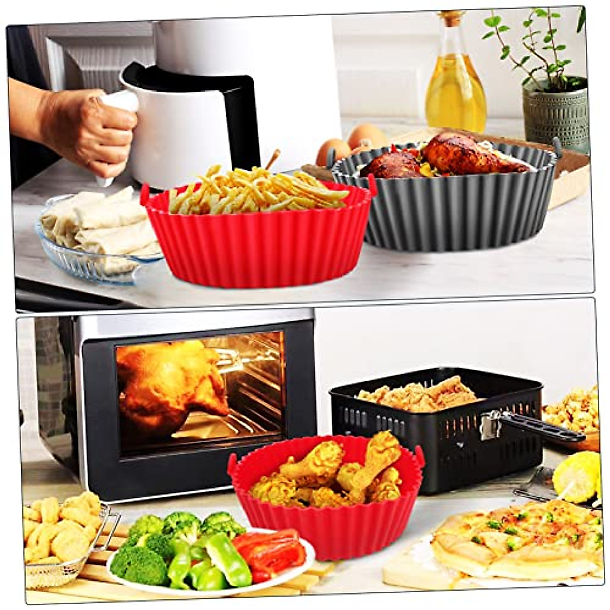 KICHOUSE 2pcs Fryer Pad Nonstick Bakeware Toaster Air Fryer Resin Tray Oven Pot Oven Baking Pan Reusable Air Fryers Pot Pot for Air Fryer Air Fryer Baking Pot Air Fryer Baking Pads Steamer