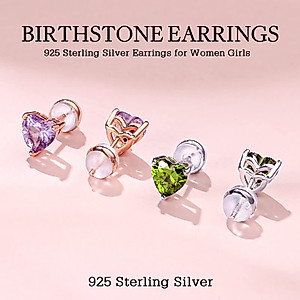 March Birthstone Aquamarine Earrings for Women, 925 Sterling Silver Heart Stud Rose Gold Earrings for Women Blue Earrings Jewelry Mothers Day Valentines Christmas Birthday Gifts for Women Her