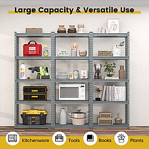 Tangkula 5-Tier Garage Storage Shelves, Heavy Duty Metal Storage Shelving Unit, Adjustable Utility Storage Rack Organizer for Warehouse Kitchen Pantry Basement, 27.5" L x 12" W x 66" H (1, Gray)