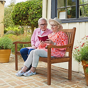 VINGLI 50" Outdoor Bench Patio Bench, Wood Front Porch Garden Bench for Yard Patio Park Outside, All Weather 800lb Capacity (Natural)