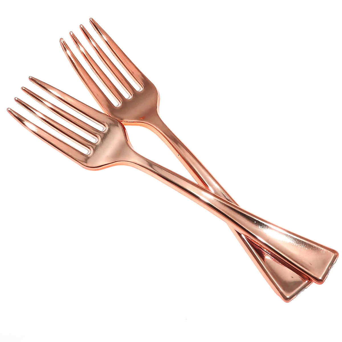 Lind Kitchen 24PCS 9.8cm Disposable Rose Gold Mini Fork Mini Plastic Tasting Forks Disposable Mini Fork Fruit Dessert Pudding Fork for Appetizer Desserts Cocktail Cake Fruit Wedding Party