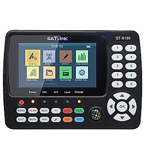 Satellite finder Signal Finder, VISLONE HD Satellite TV Signal Finder ST-5150 DVB-S2/T2/C COMBO Digital Handheld Signal Meter Satellite Finder H.265 HEVC MPEG-4 4.3 Inch TFT LCD US Plug