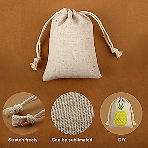 20 Pieces Sublimation Burlap Bags Sublimation Linen Burlap Drawstring Bag Sublimation Burlap Present Bags with Drawstring for Summer Favors Party DIY Craft Candy Bag
