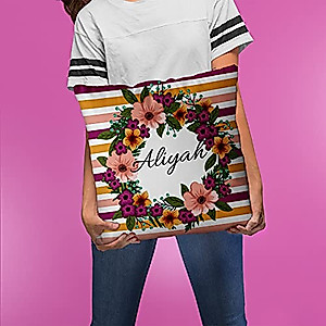IWKWUZILM Custom Gifts Personalized Floral Pillow |10 Designs| Flower Pillow with Name Custom Name Pillow Cover Gifts for Girls - Christmas Mother's Day Birthday Gift idea (Mix Color, 18inX18in)