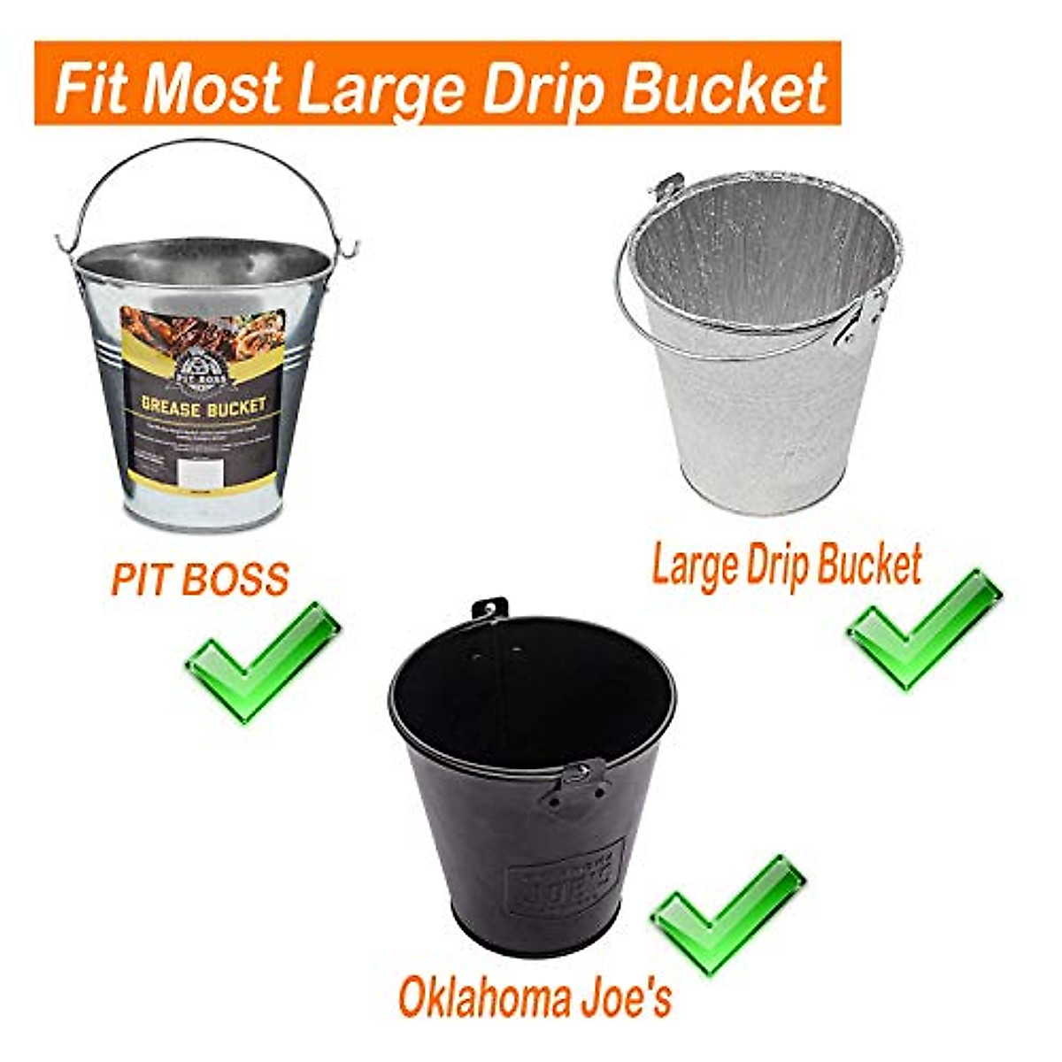 BBQ Future 6" H Universal Grease Bucket Liner Compatible with Pit Boss Grills 67292 Foil, Trae-ger Large Bucket & Other Grill Bucket Accessories, Disposable Aluminum, 15-Pack