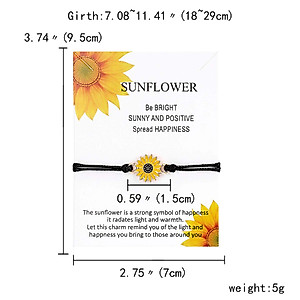 iDIMSON Sunflower Bracelet Pinky Promise Friendship Adjustable Bracelet Sunflower Best Gifts for Best Friends Couple Family (1PCS)
