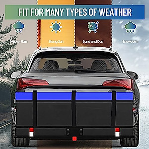 KAIZONPOT Hitch Cargo Carrier Bag Waterproof 16 Cubic Feet 58" x 19" x 24" Cargo Carrier Bag Waterproof Hitch Cargo Boxes with Luggage Lock Storage Bag