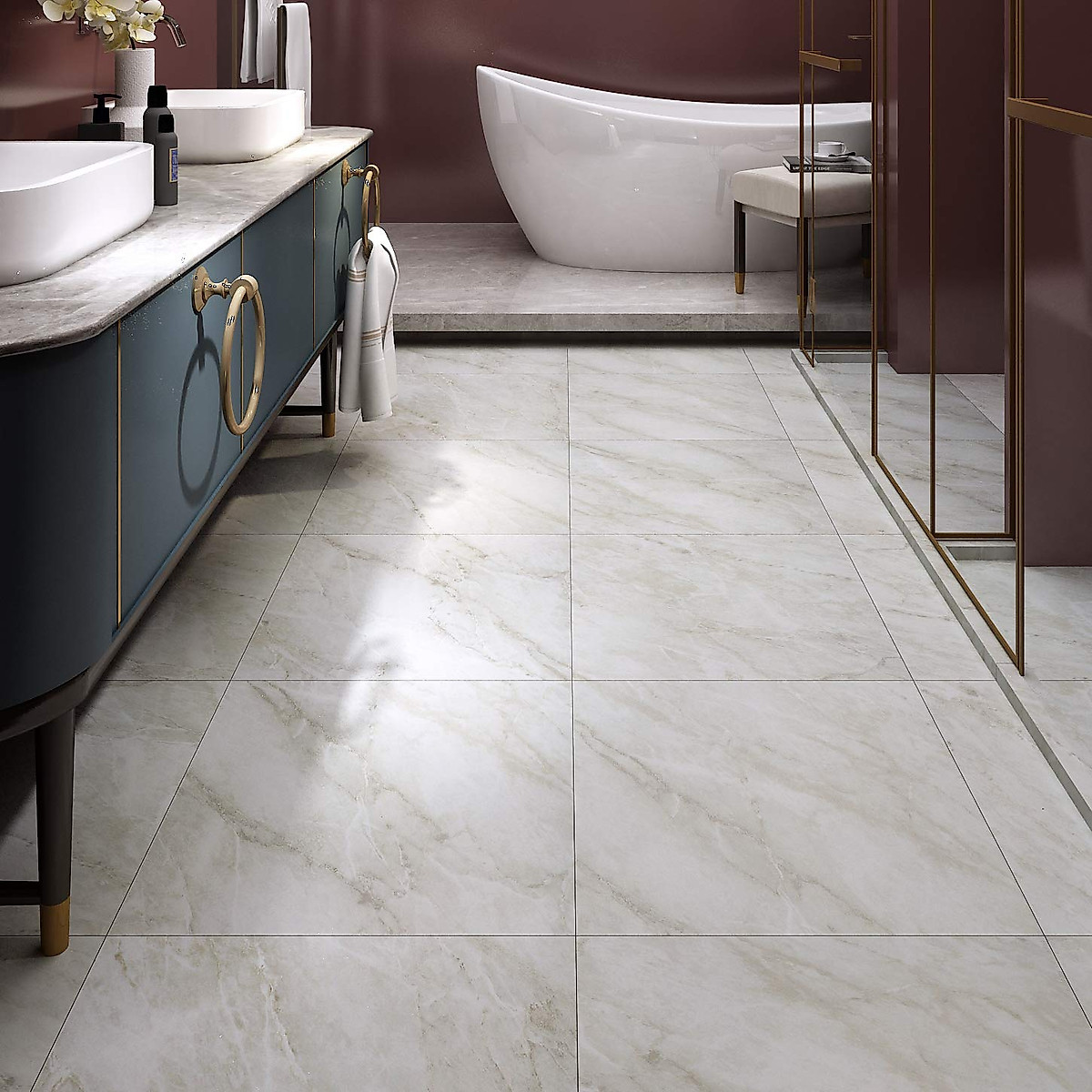 Livelynine Peel and Stick Floor Tile 12X12 Inch Concrete Grey Vinyl Flooring Peel and Stick on Floor Tile Stickers Bathroom Kids Bedroom Self Adhesive Floor Tiles Kitchen Laminate Waterproof, 4 Pack