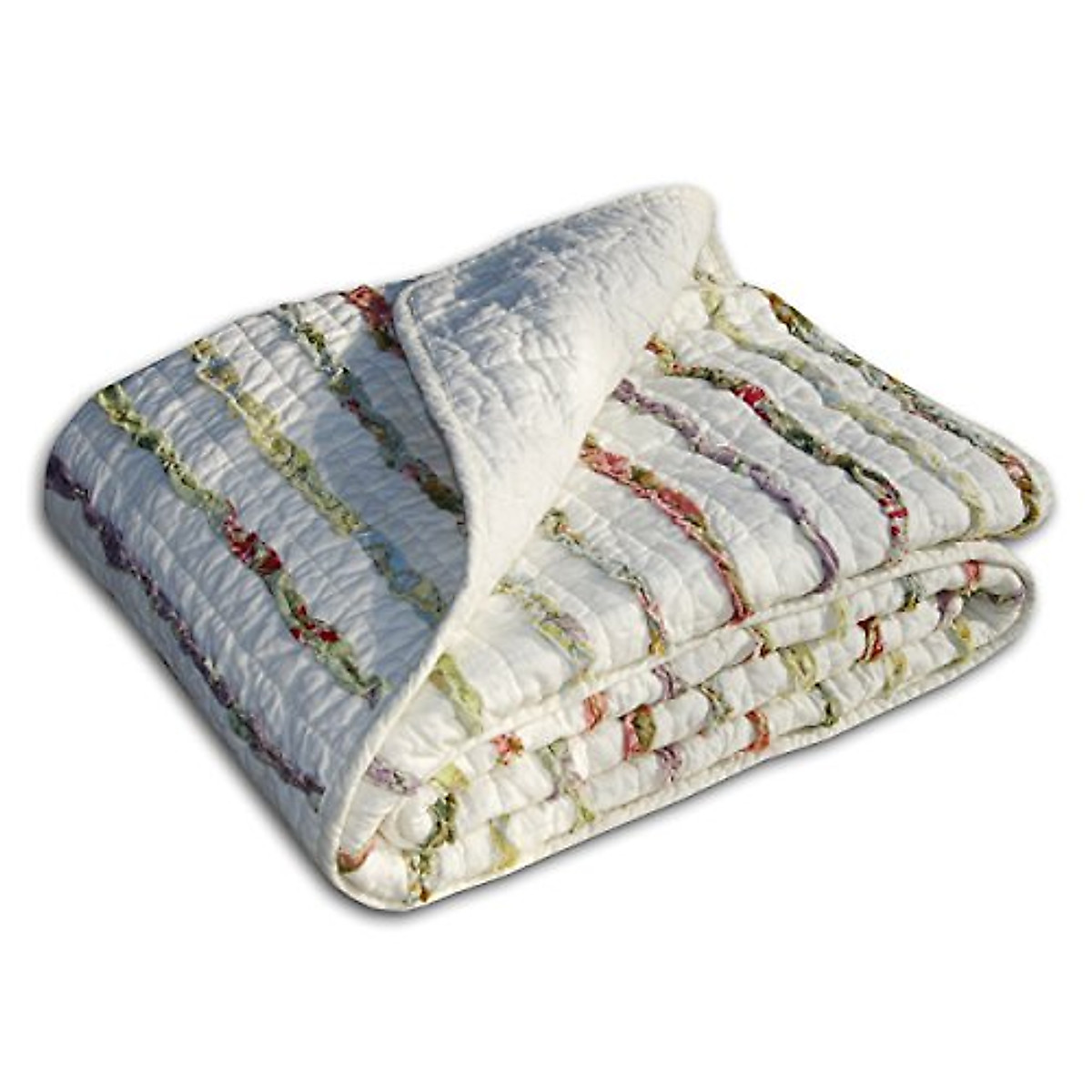 Greenland Home Bella Ruffle Quilted Throw Blanket, Full
