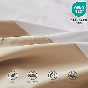 BISELINA French Linen Bed Skirt Split Corner with Button 14-Inch Tailored Drop Natural Flax Cotton Blend Basic Dust Ruffle Soft Cozy (14" King,Button Linen)