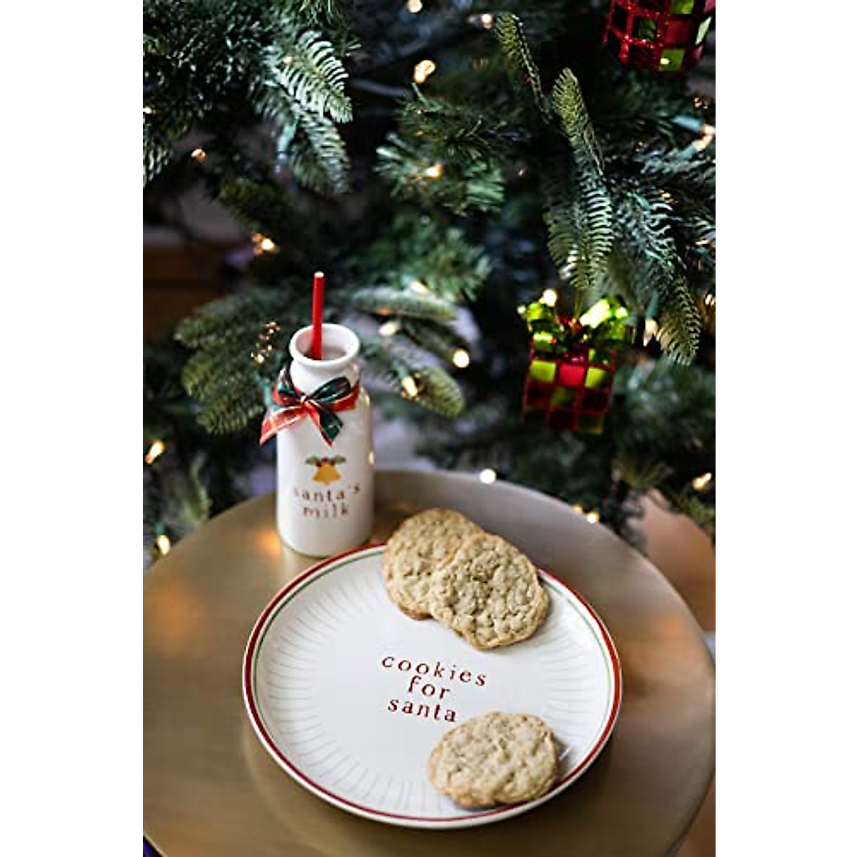 Pearhead Santa Cookie Set, Cookies and Milk Christmas Décor, Cookie Plate Set for Santa, Night Before Christmas Holiday Plate Set, Christmas Decorations