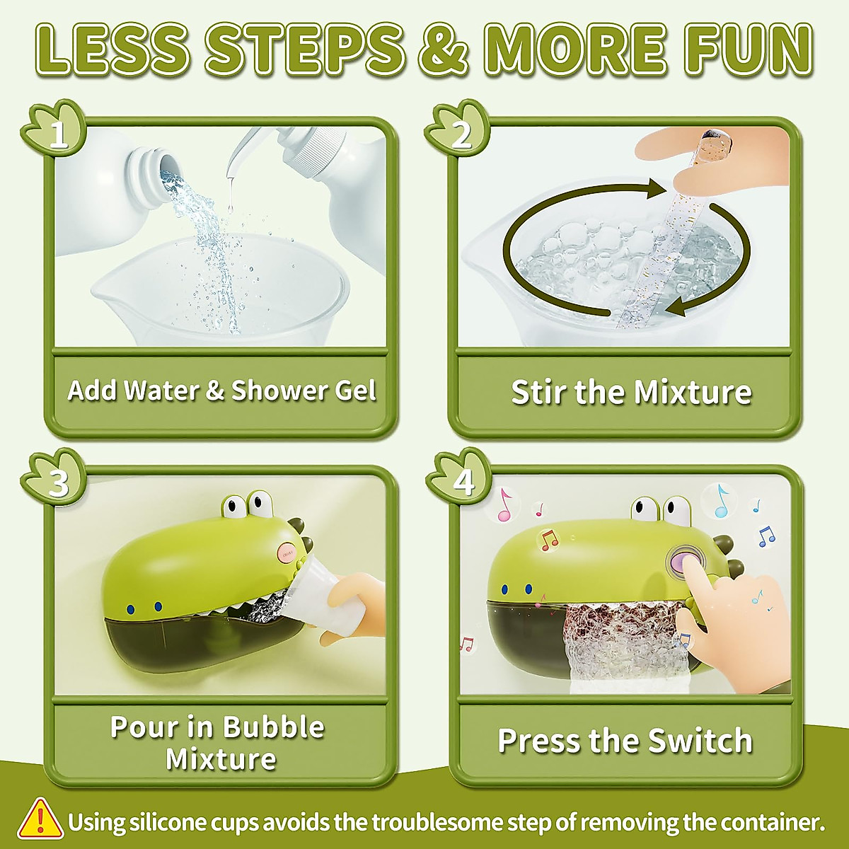 Lehoo Castle Baby Bath Toys, Automatic Bath Bubble Machine, Dinosaur Bathtub Bubble Maker with 12 Songs, Bath Toys for Kids Ages 1-3, Gift for Boys Girls