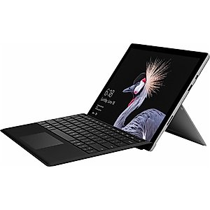 Latest Model Microsoft Surface Pro 12.3" PixelSense Touchscreen High Resolution Tablet PC with Black Type Cover, Intel Core M3-7Y30 Processor, 4GB RAM, 128GB SSD, WIFI, Windows 10 Pro, Silver