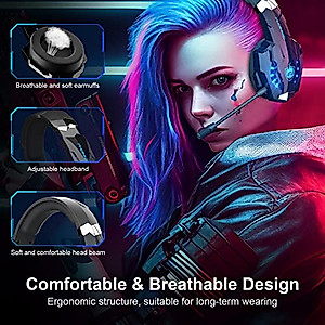 PHOINIKAS Wireless Gaming Headset with Microphone, G9000 2.4G Wireless Headset for PC PS4 PS5 Switch, Over Ear Headphones with 7.1 Stereo Sound, 3.5mm Wired Gaming Headset for Laptop/Phone/Tablet