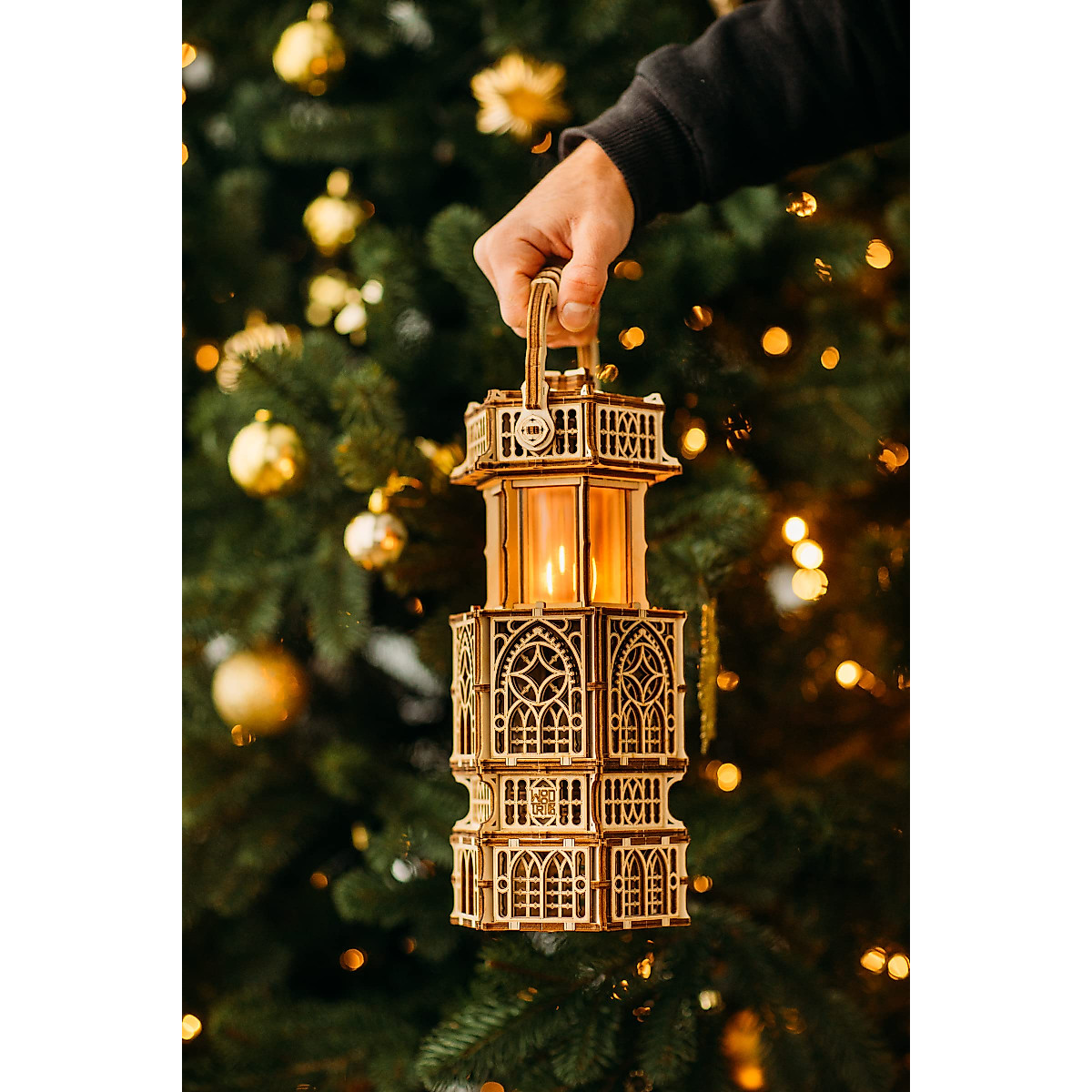 Wood Trick Antique Lantern Luminous LED 3D Wooden Puzzles for Adults and Kids to Build - 2-Mode Lighting - Engineering DIY Project Mechanical 3D Puzzle Model Kits for Adults
