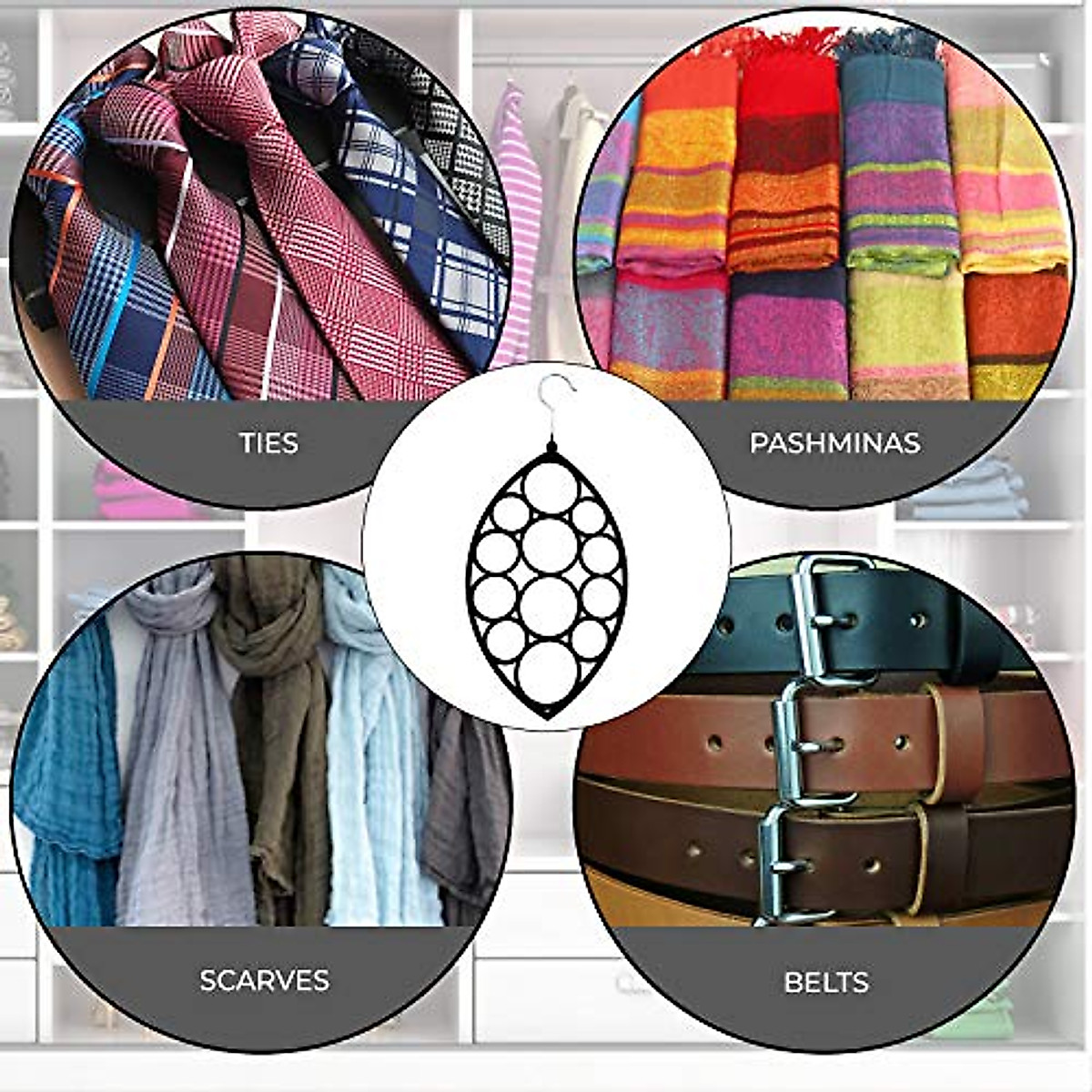 Petenina Scarf Hanger Organizer - Scarf Organizer for Closet - Scarf Hangers for Closet – Hijab Hanger Organizer – Space Saving Hijab Organizer, Scarves Hanger Organizer, Stole Hanger & More!