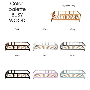 BUSYWOOD Montessori Frame Bed - Home and Bedroom Decor Furniture - Montessori Bed with Fence in Playroom - Full Size Bed Frame - Kids Bed - Toddler Bed Frame (Model 10, Bed with Legs and Slats)