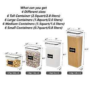 MLDDSEP Airtight Food Storage Containers Set 24pcs Plastic Kitchen and Pantry Organization Canisters for Cereal (Transparent-32pcs)